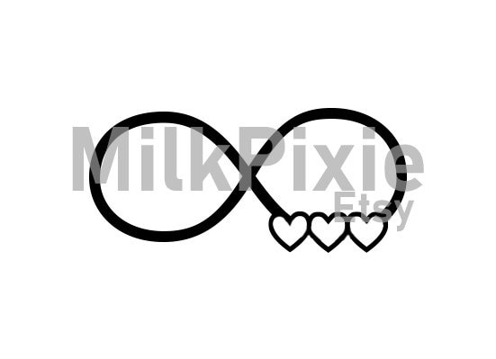 Infinity Symbol 3 Hearts PNG SVG JPG Digital Download Tattoo Flash - Etsy
