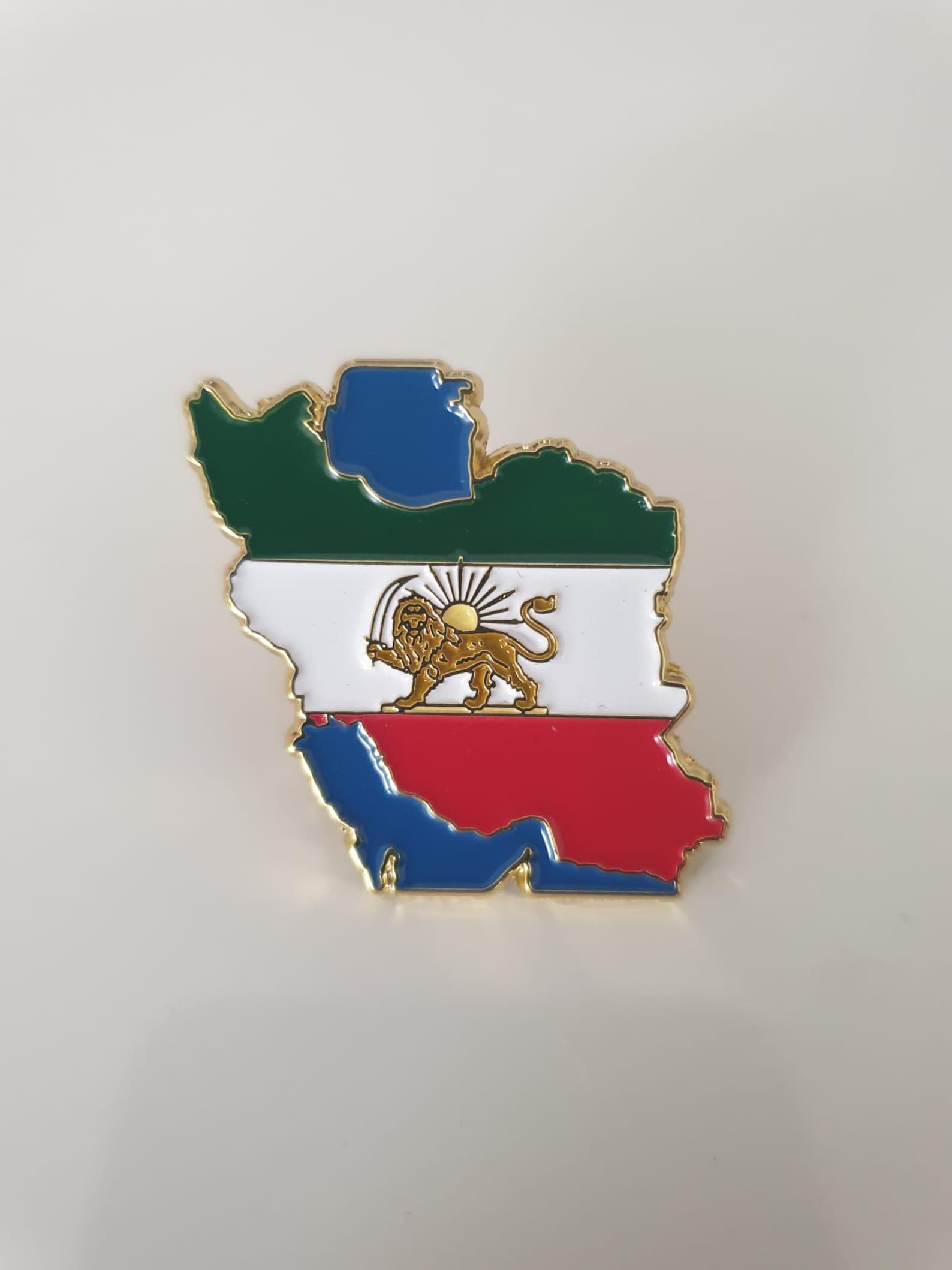 Iran Flag Pin - Lion and Sun Emblem (shir O Khorshid) - Quality Iran ...