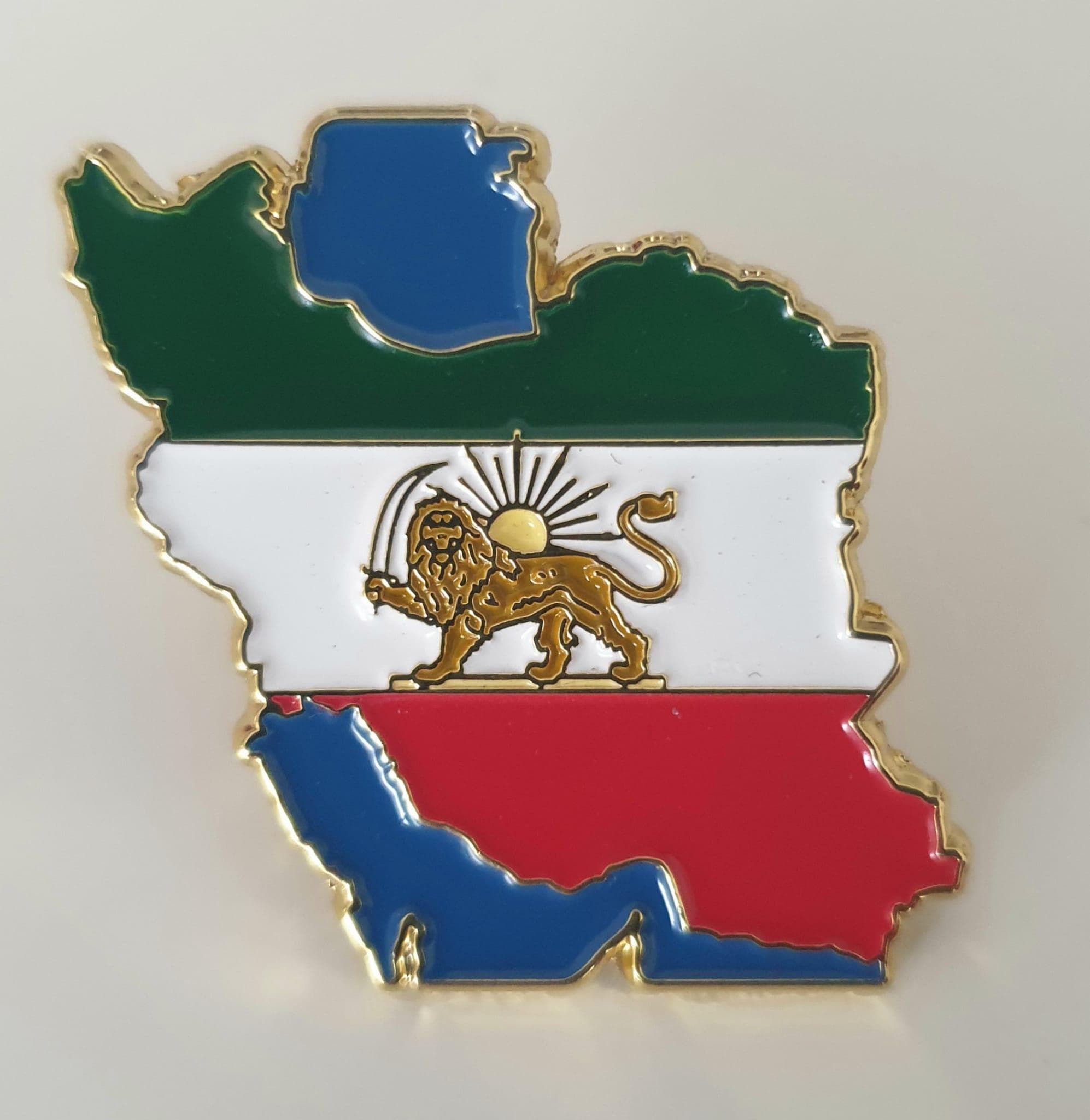 Iran Flag Pin - Lion and Sun Emblem (shir O Khorshid) - Quality Iran ...