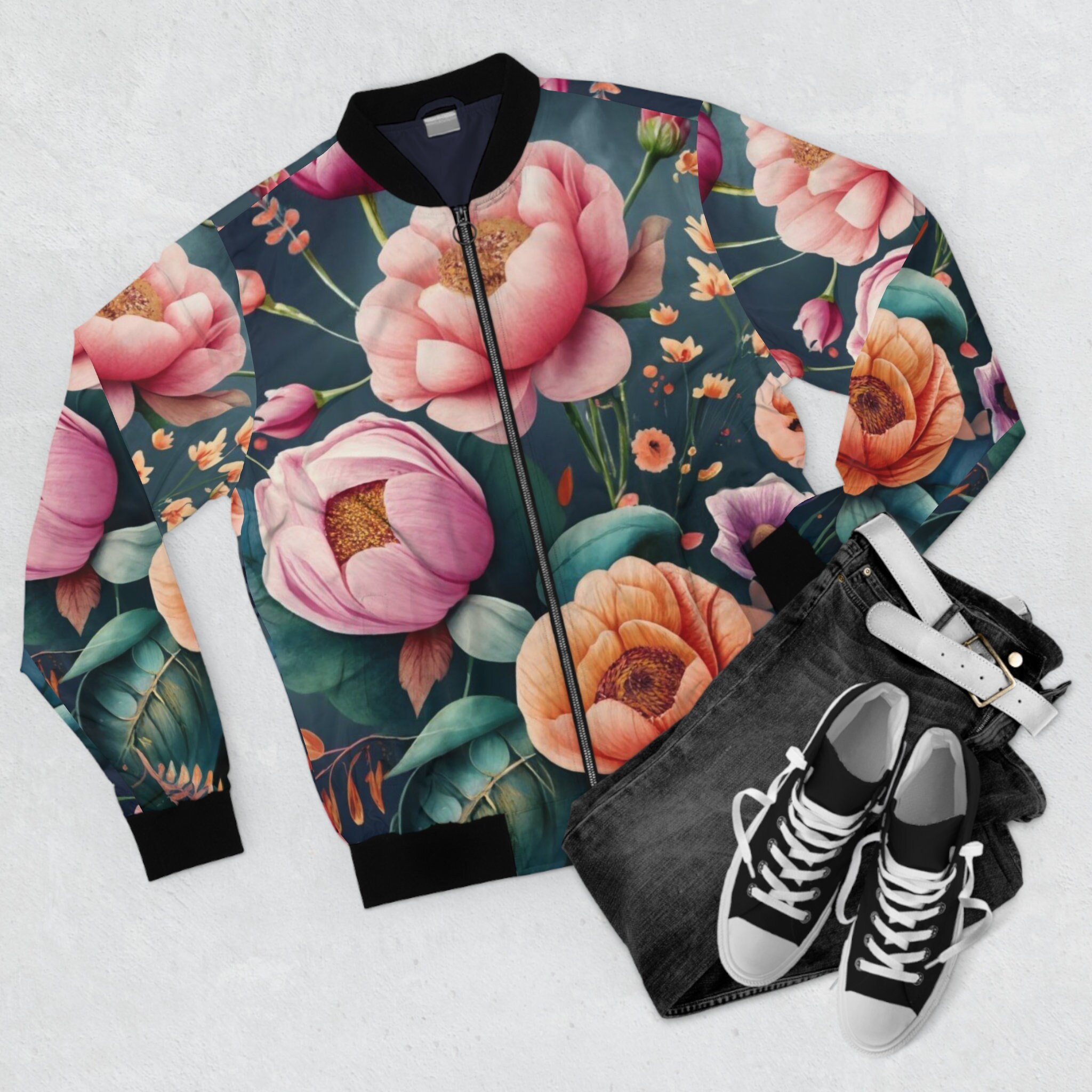 Colorful Flower Men's Bomber Jacket sold by Janith Self-Delusion | SKU ...