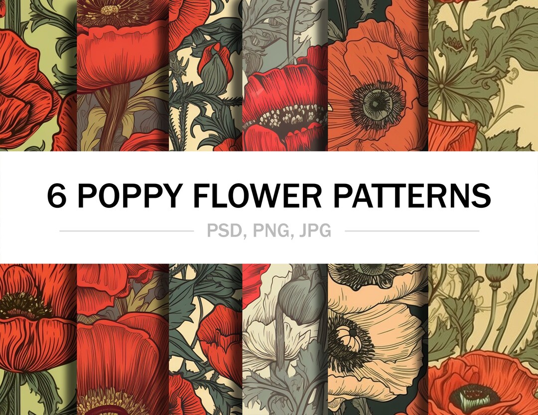 6 Poppy Flower Patterns - Etsy