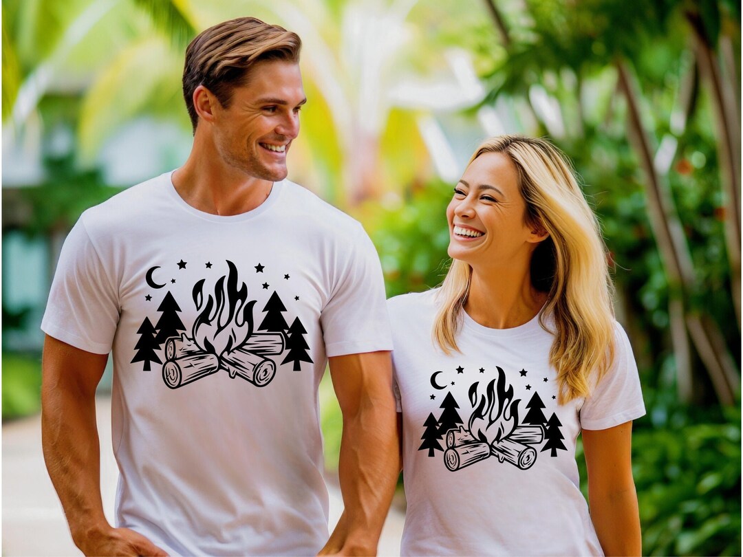 Campfire Scene Shirt, Campfire Shirt, Travel T-shirt, Campfire T-shirt ...