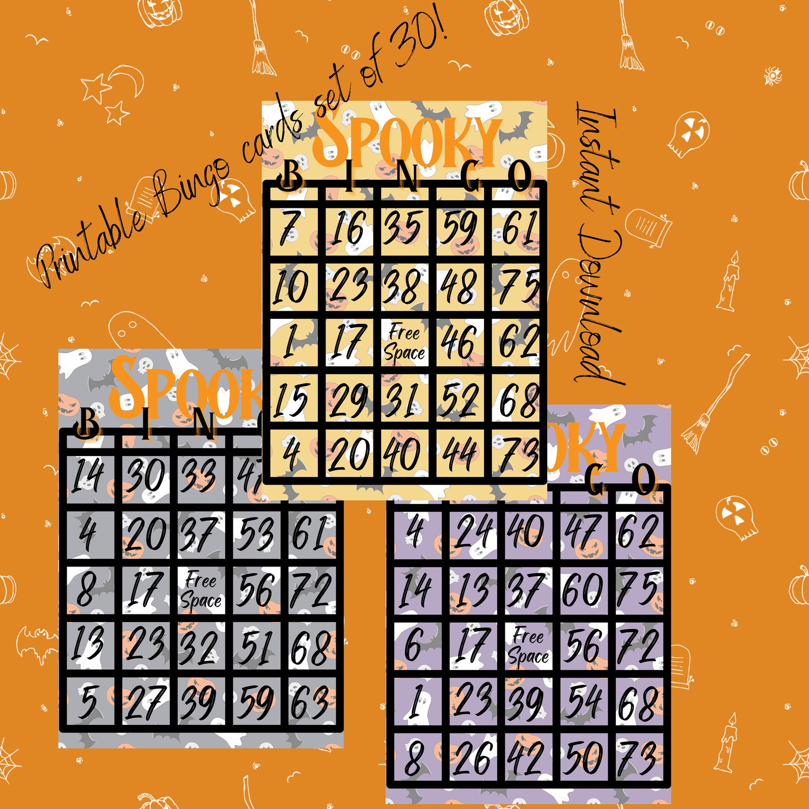 Halloween Bingo Cards Halloween Party Game Kid Friendly - Etsy