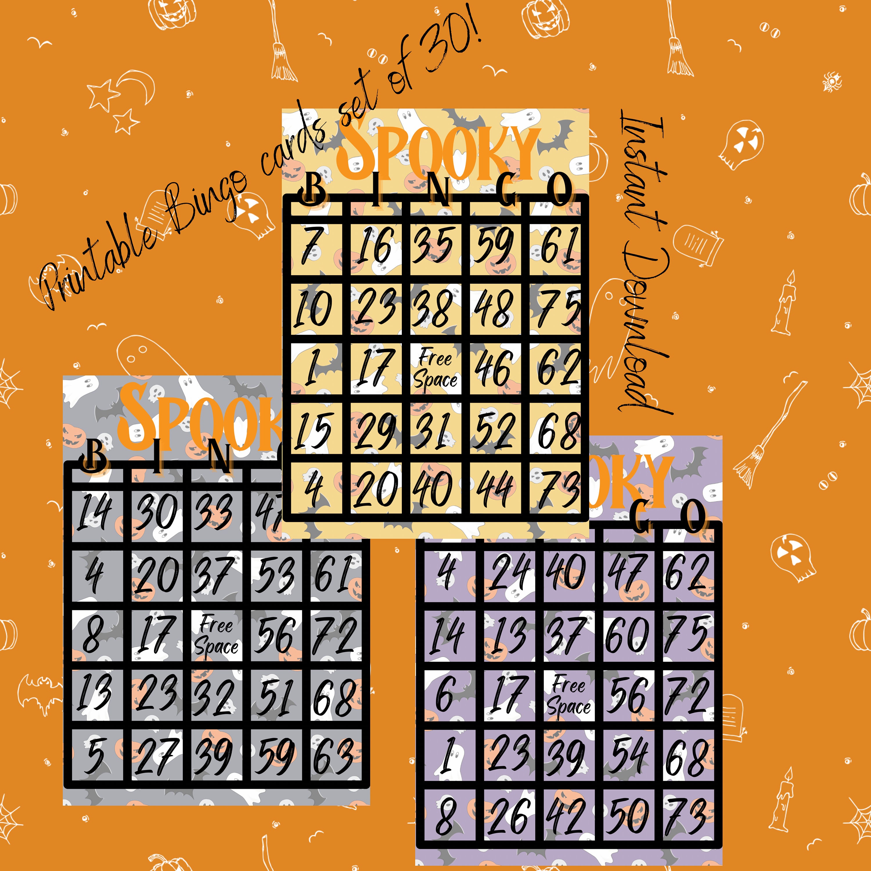 Halloween Bingo Cards Halloween Party Game Kid Friendly - Etsy