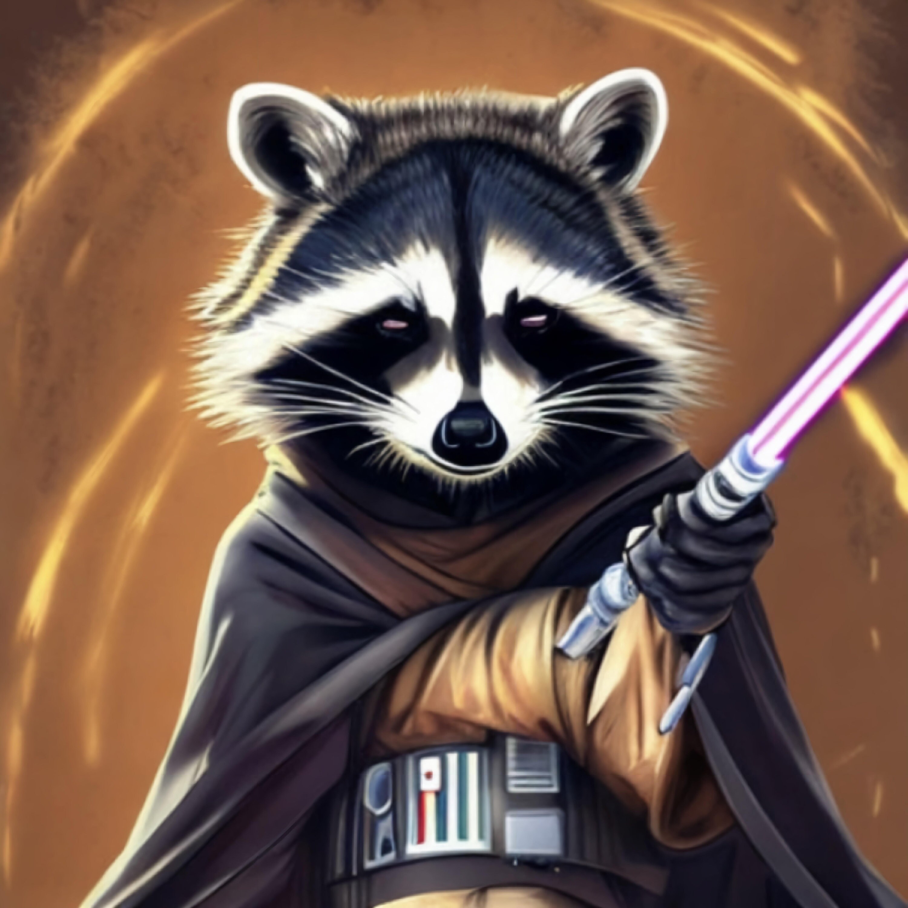 Raccoon Jedi Digital Image Art - Etsy
