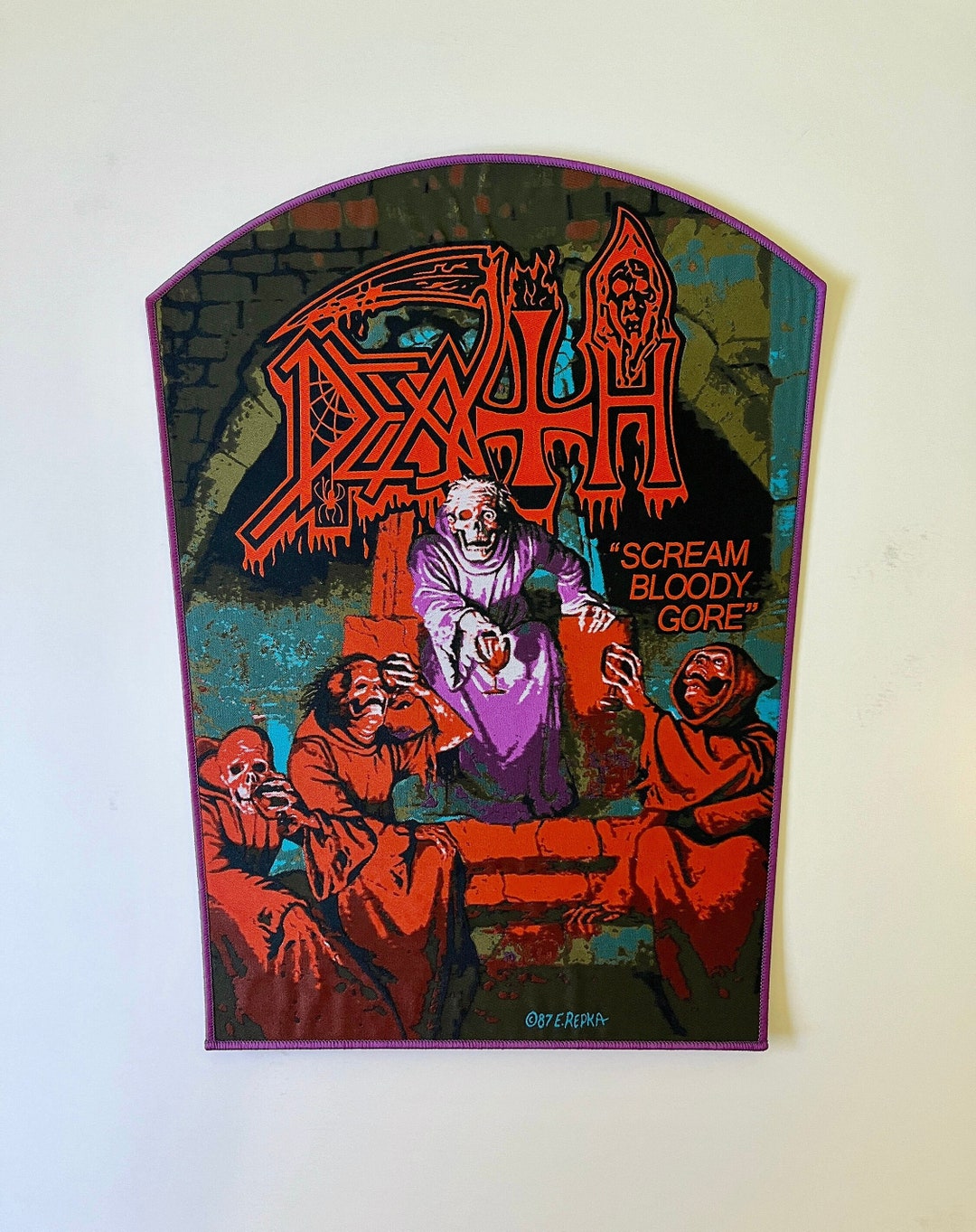 Death Scream Bloody Gore PURPLE Border Officially Licensed Woven Back ...