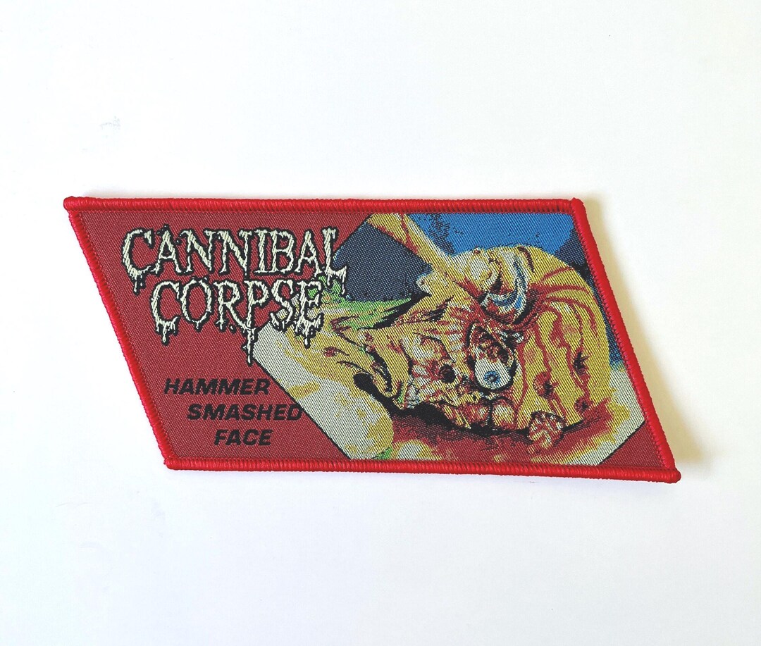 Cannibal Corpse - Hammer Smashed Face RED Border Woven Patch Limited ...