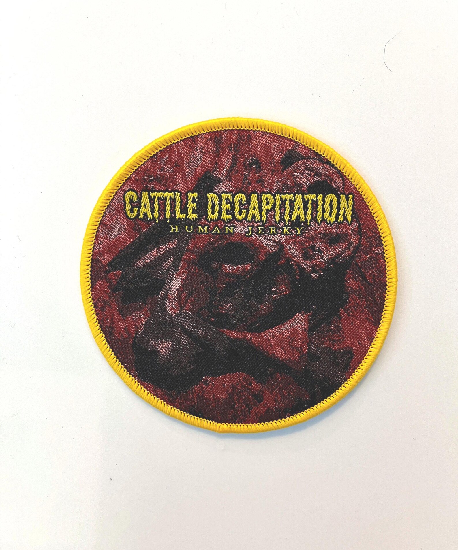 Cattle Decapitation - Human Jerky Yellow Border Woven Patch New Sold ...