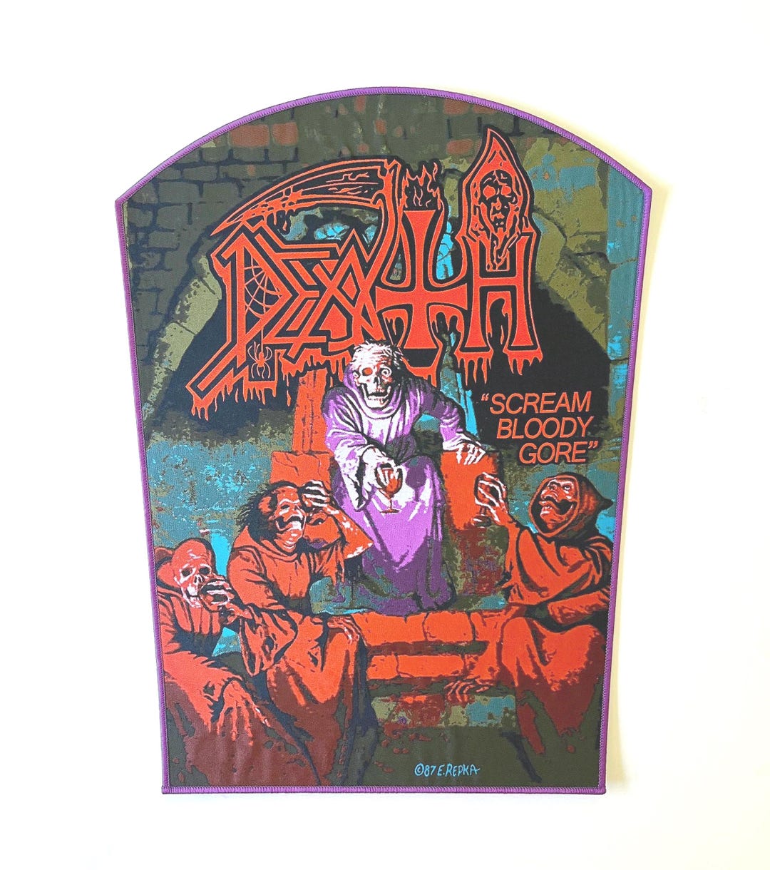 Death - Scream Bloody Gore PURPLE Border Officially Licensed Woven Back ...
