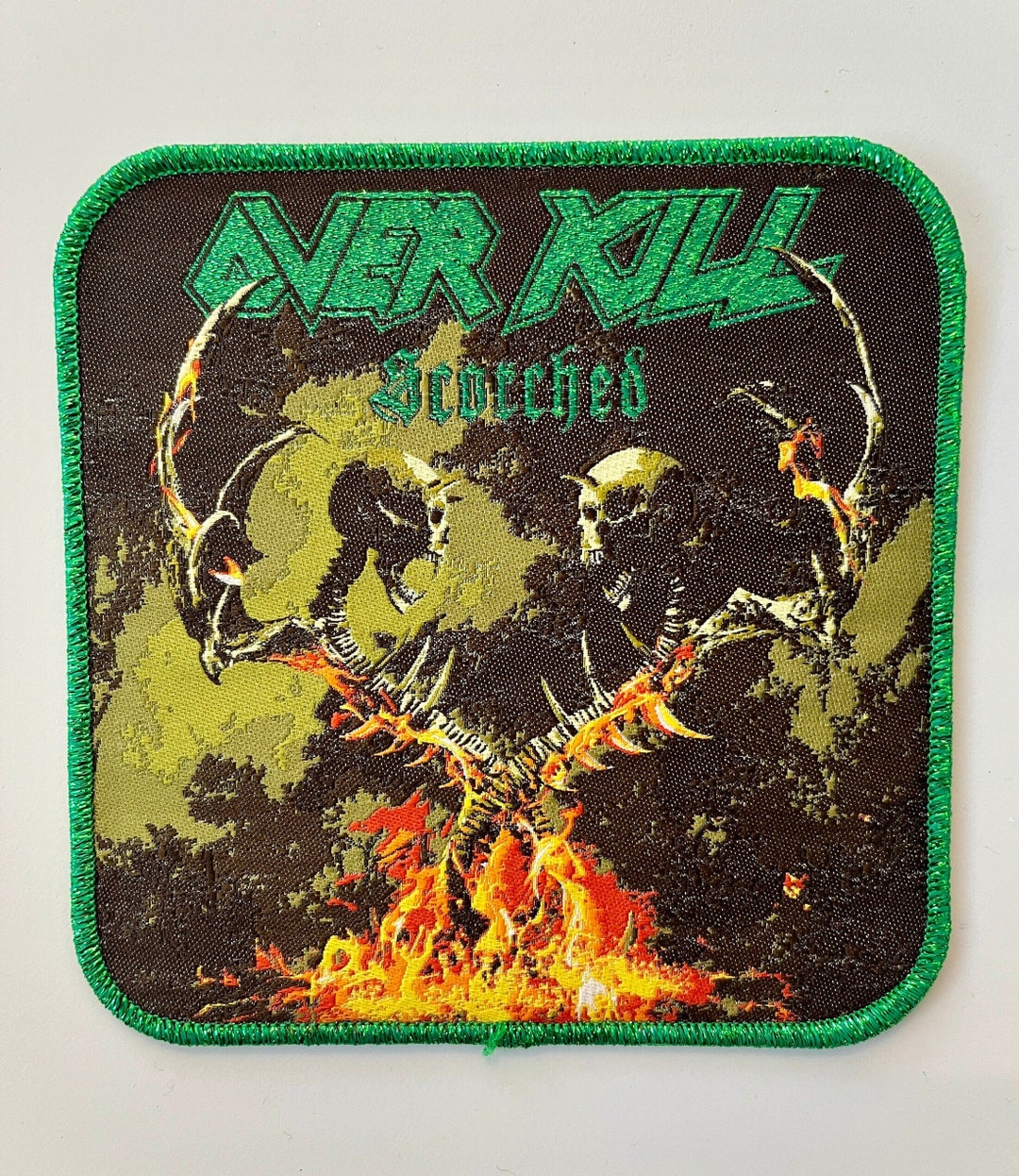 Overkill Scorched Green Glitter Border Woven Patch BLR Limited Edition ...