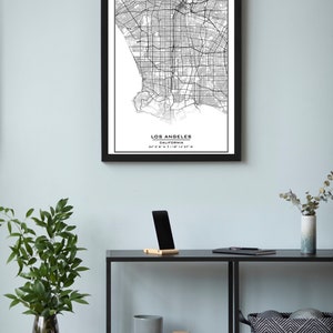 Los Angeles Map Print, LA City Map, California Art, Los Angeles Poster ...