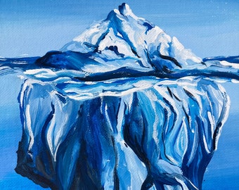 Iceberg Original Texture Watercolor Painting Canvas - Etsy