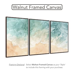 Soothing Beach Wall Art Triptych, 3 Piece Ocean Waves Canvas Print Set ...