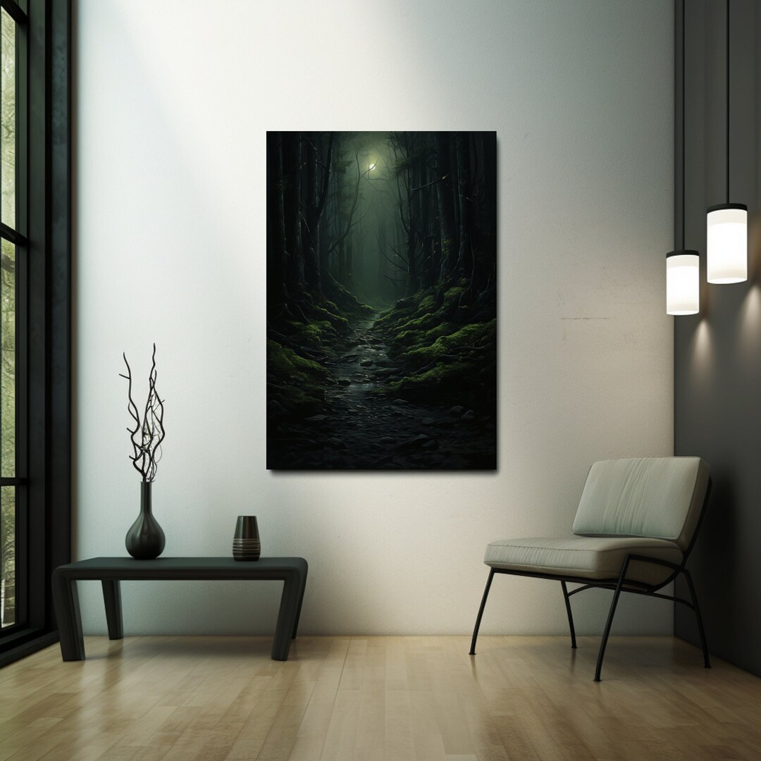 Moonlit Forest Trail Canvas Print | Enchanted Woods Mystic Woodland ...
