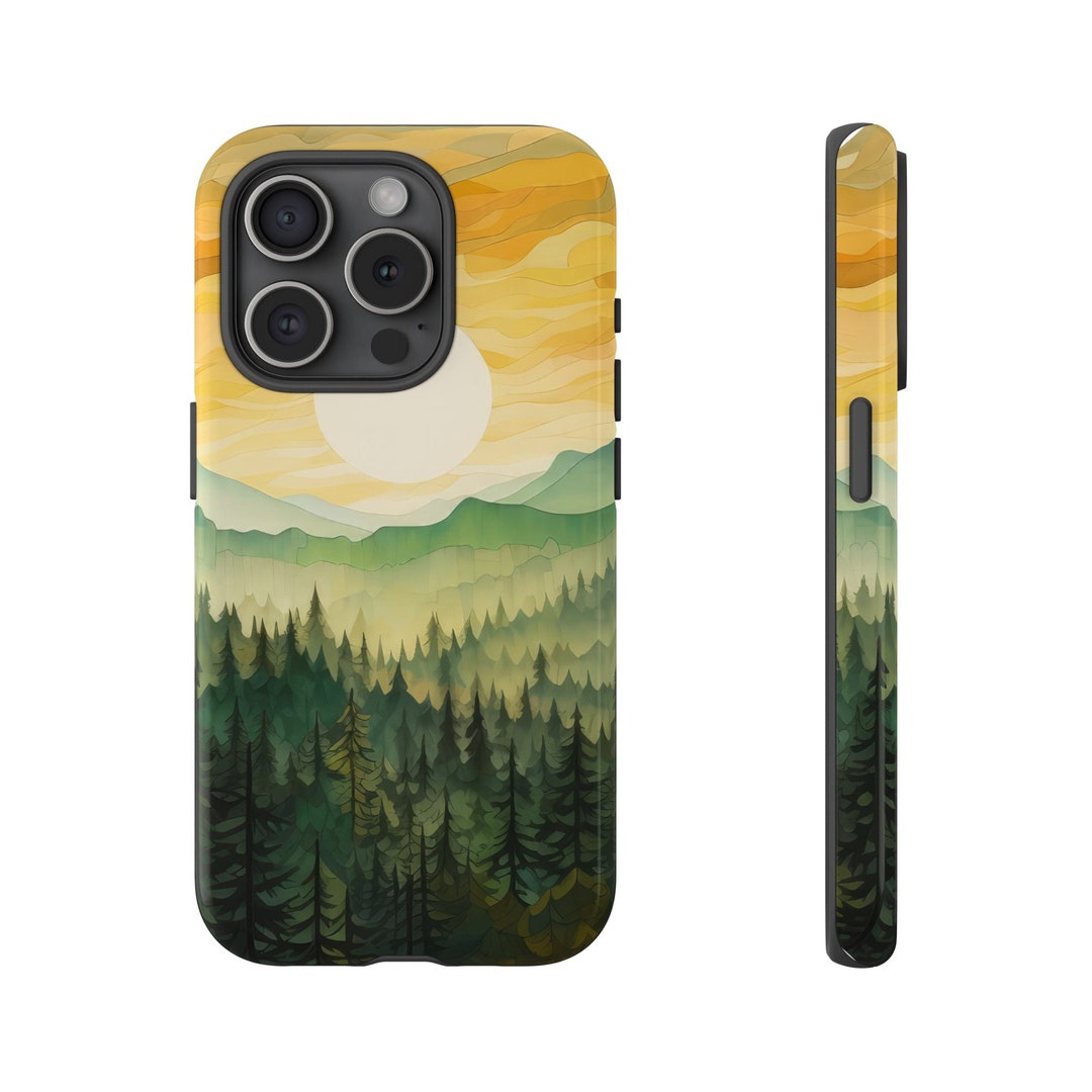 Nature Inspired Forest Phone Case, Mountain Sunset Design, iPhone and ...