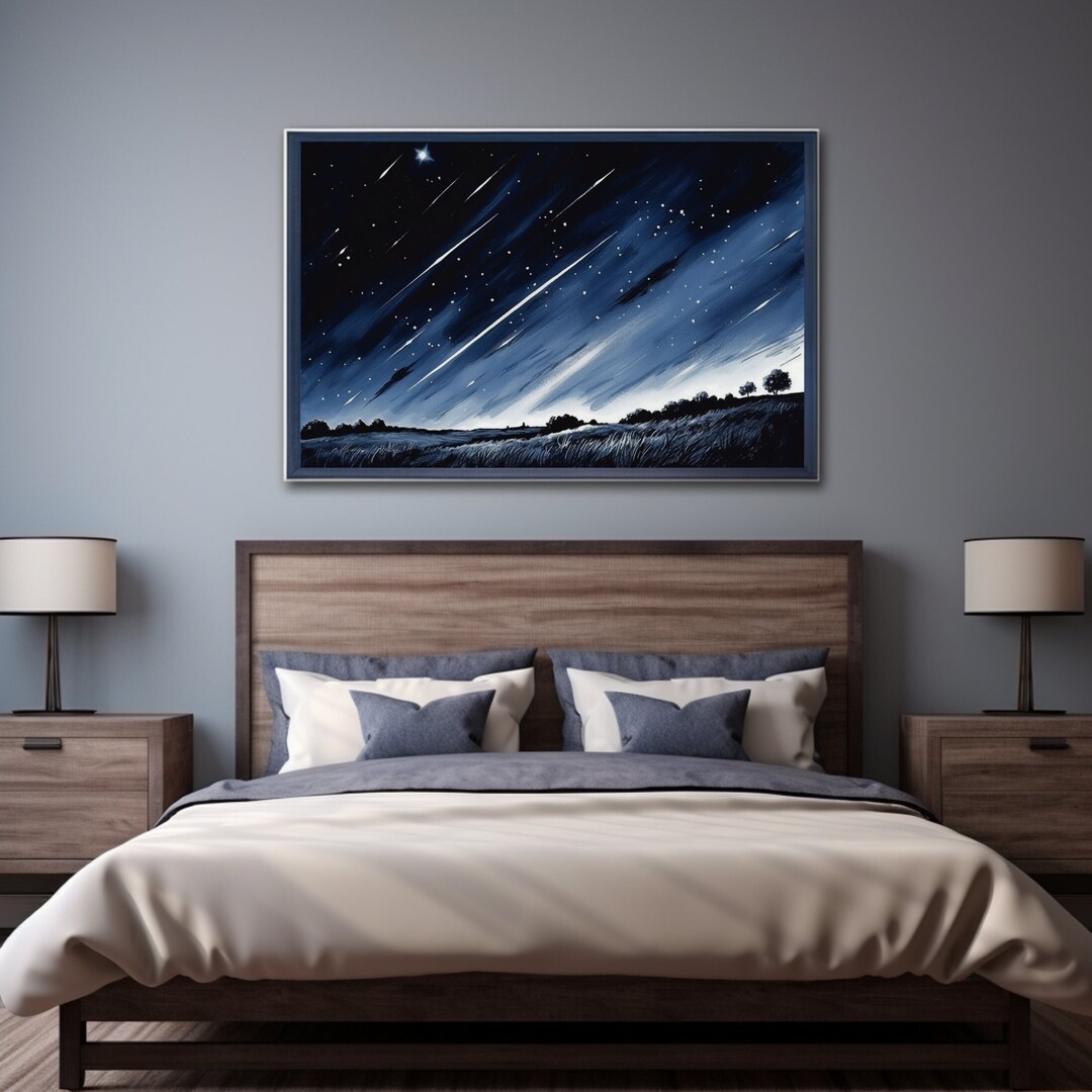 Nightfall Infinite: Elegant Ink Wash Painting Print | Starry Night ...