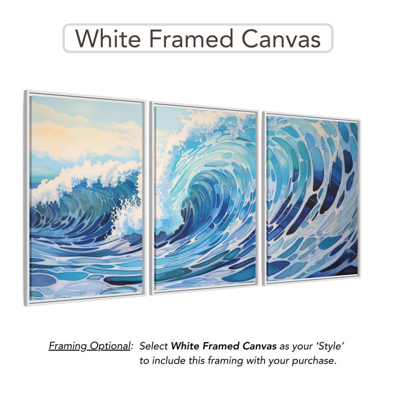 Ocean Wave Triptych Wall Art, Modern Coastal Set of 3 - Etsy