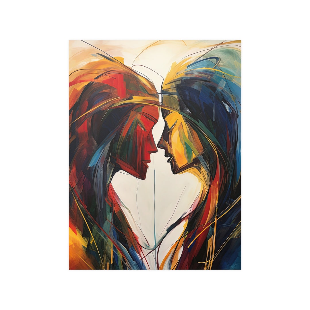 Colorful Connection Satin Poster: Abstract Faces, Modern Home Decor - Etsy