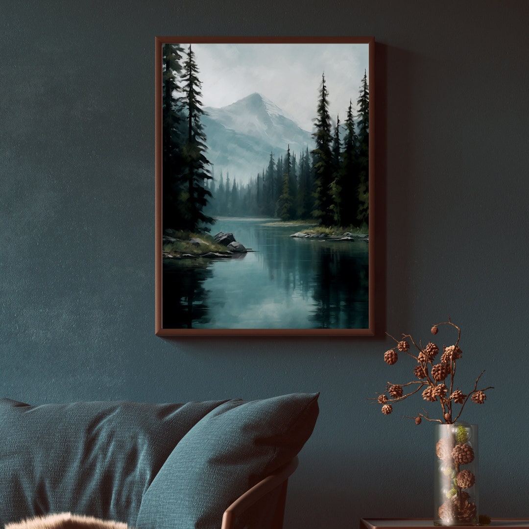Alpine Lake Canvas Art: Tranquil Forest, Mountain Reflections - Etsy