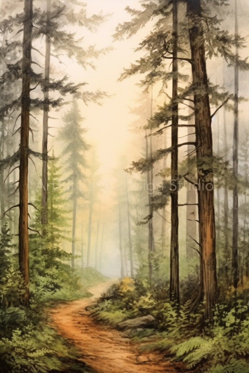 Gentle Forest Trail Art Print: Watercolor Nature Painting - Etsy