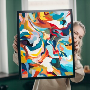 Abstract Print, Vibrant Avant-garde Design, Digital Print for Living ...