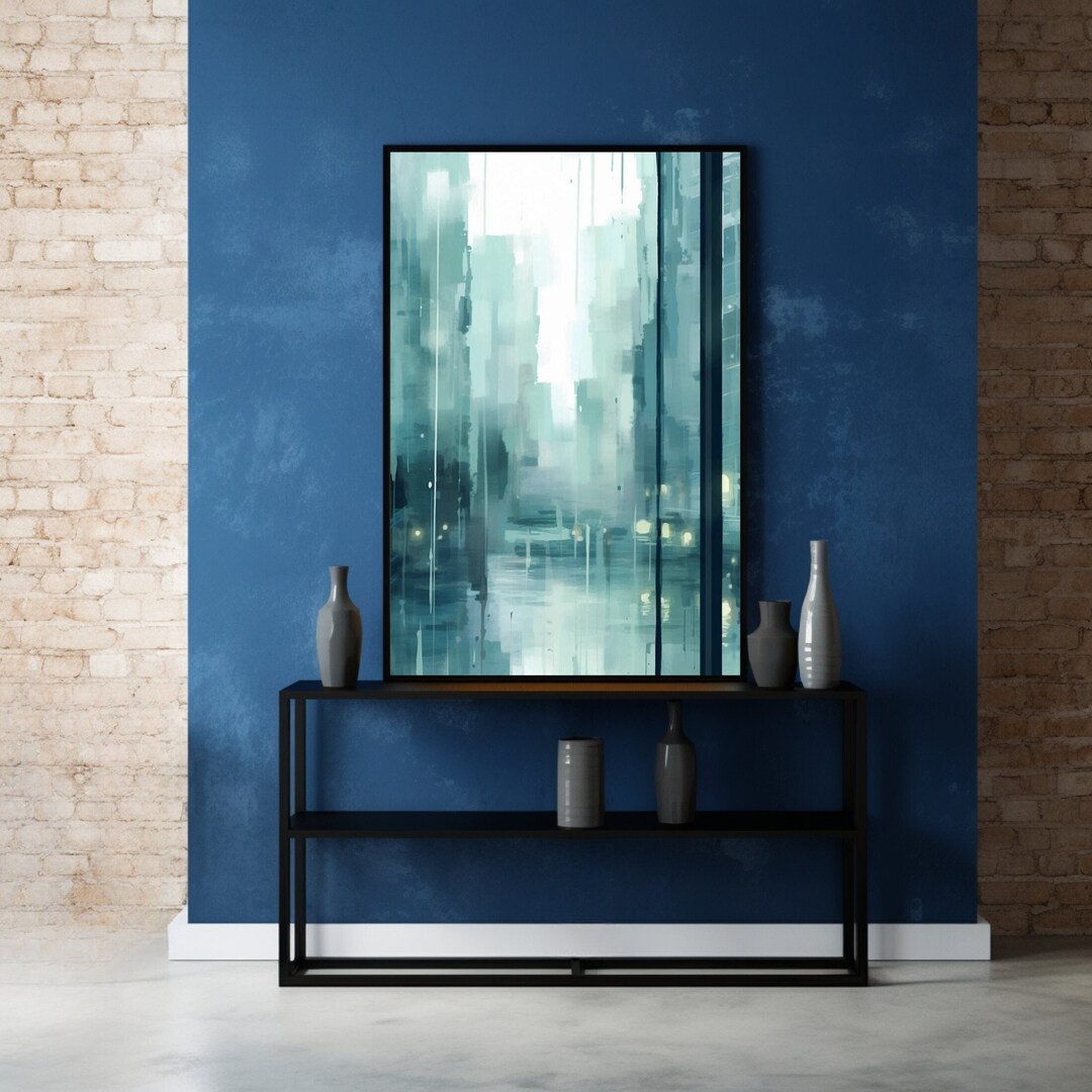 Urban Rainfall Modern Abstract Wall Art | Cityscape Art Canvas Print ...