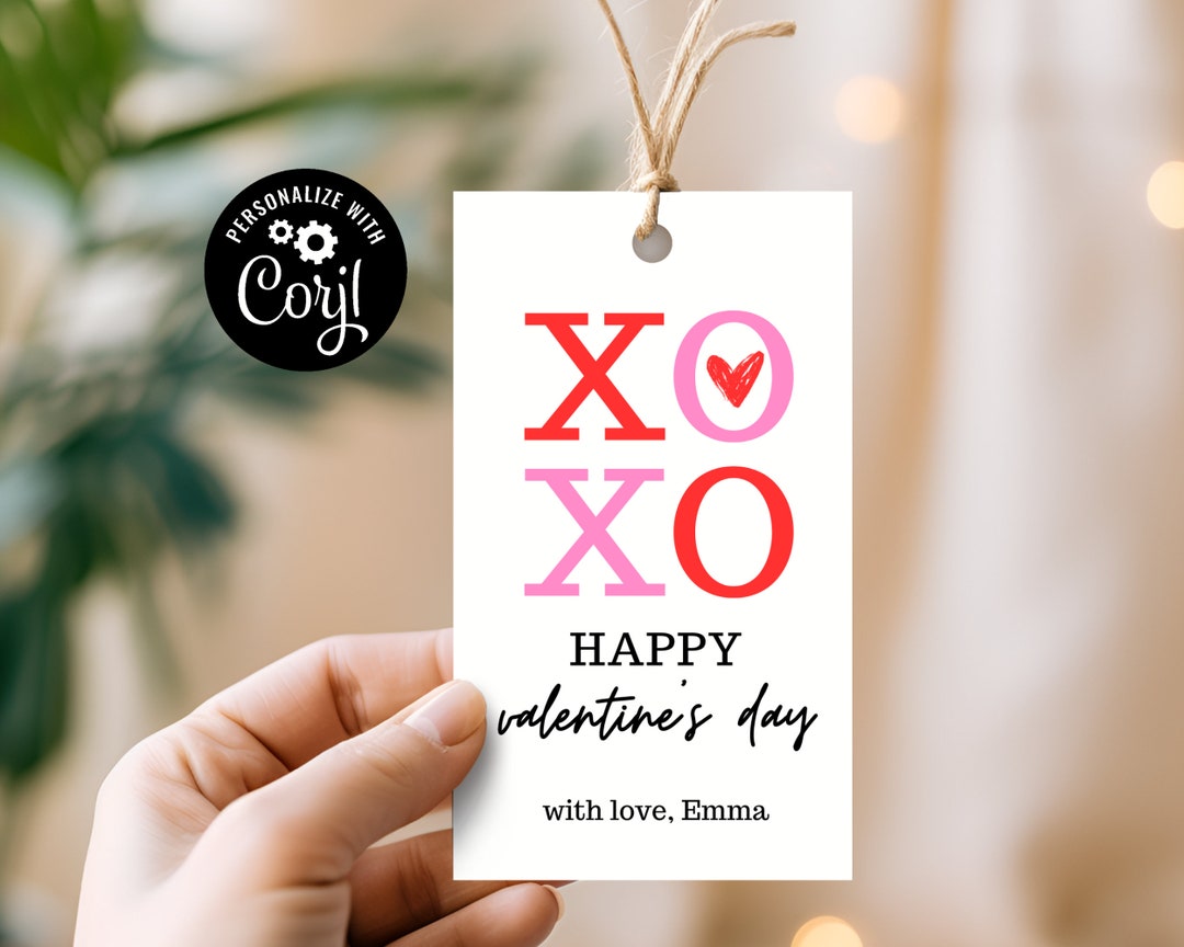 Printable Valentine XOXO Valentines Day Tags Editable Favor Tag - Etsy
