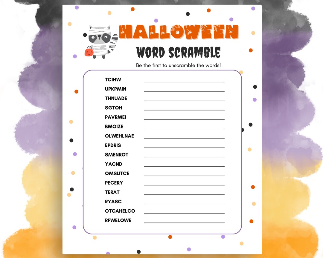 Halloween Games - Word Scramble Game - Classroom Halloween Party ...