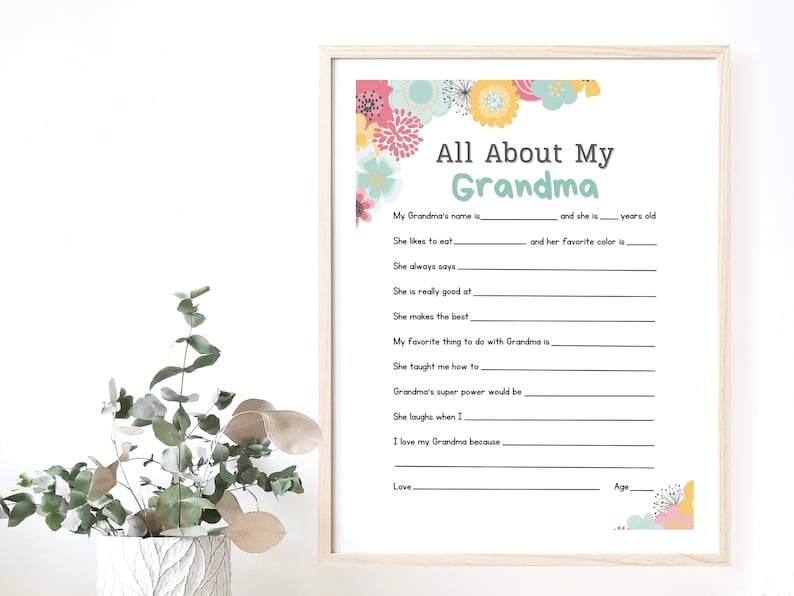 All About My Grandma - Printable - Personalized Gift - Funny Gift for ...