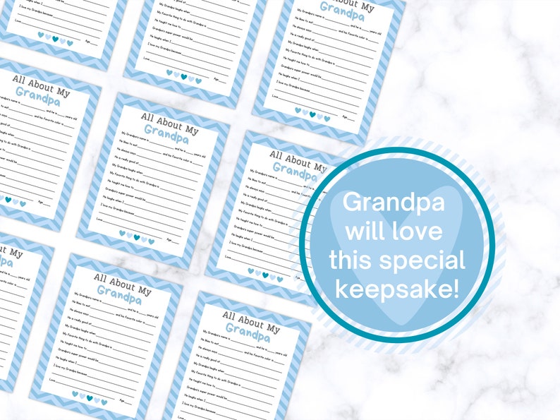 All About My Grandpa Printable Personalized Gift Gifts - Etsy