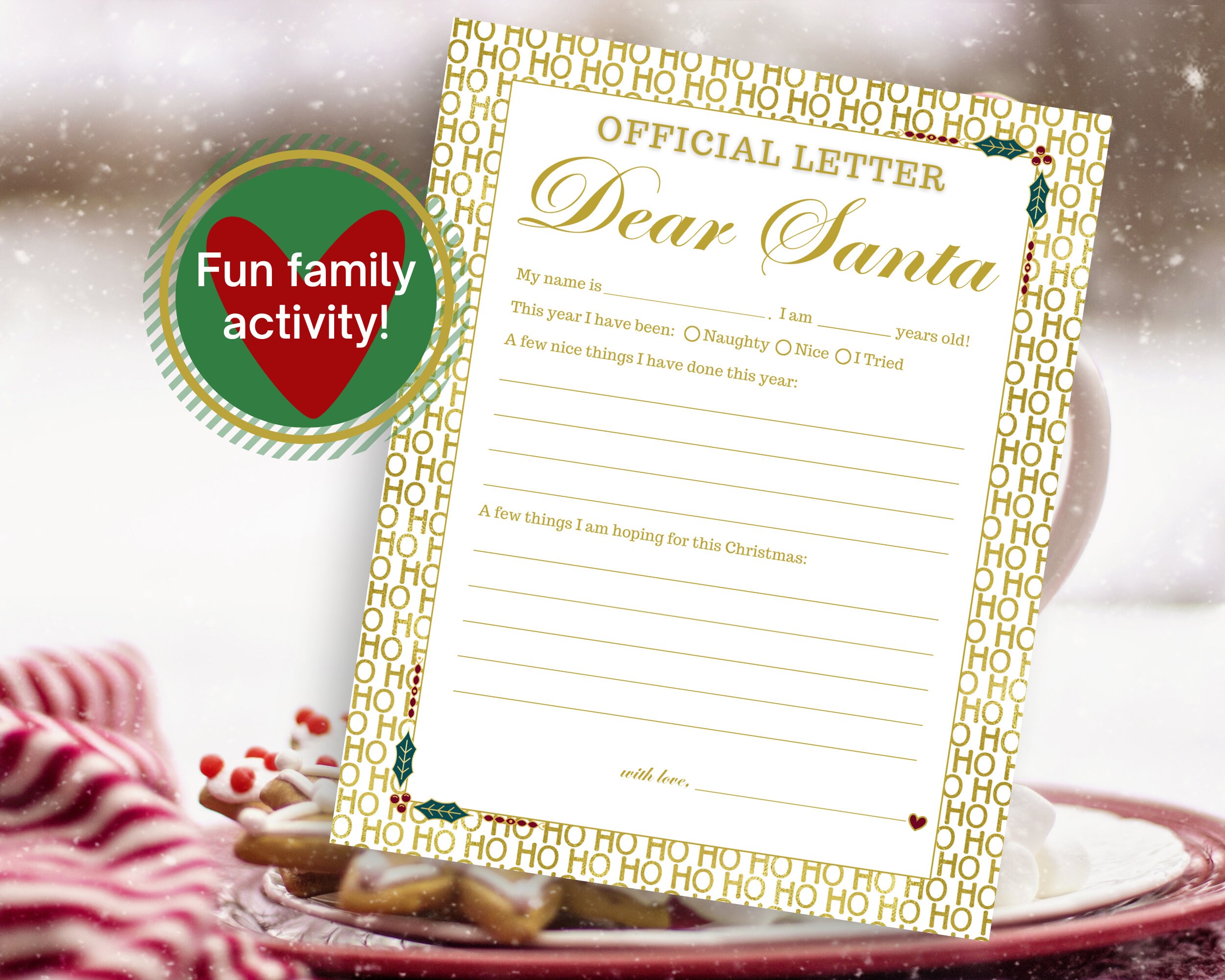 Printable Santa Letter - Template - Santa Wish List - Dear Santa Letter ...