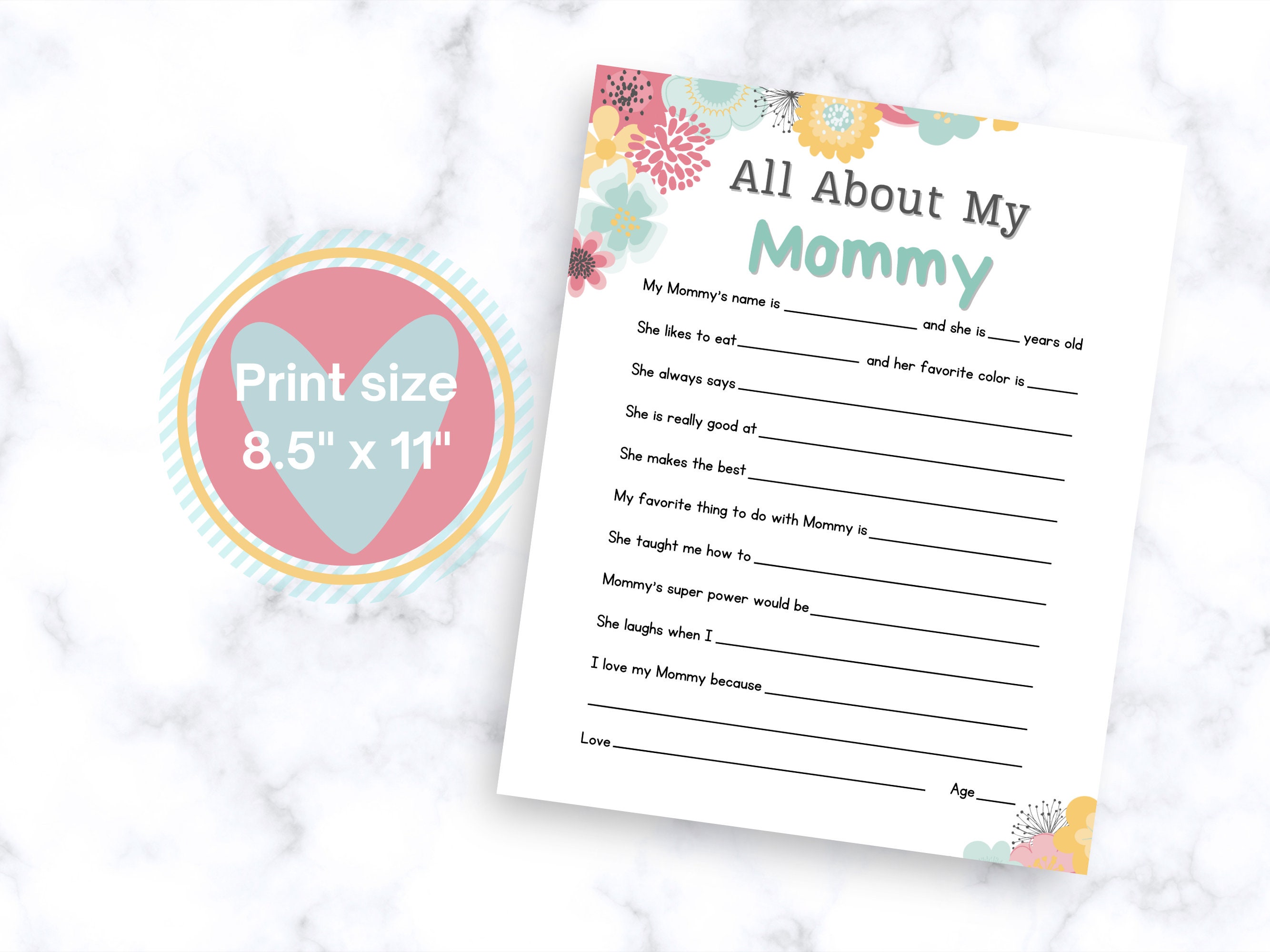 All About My Mom Printable Personalized Gift Funny Gifts for Mom ...