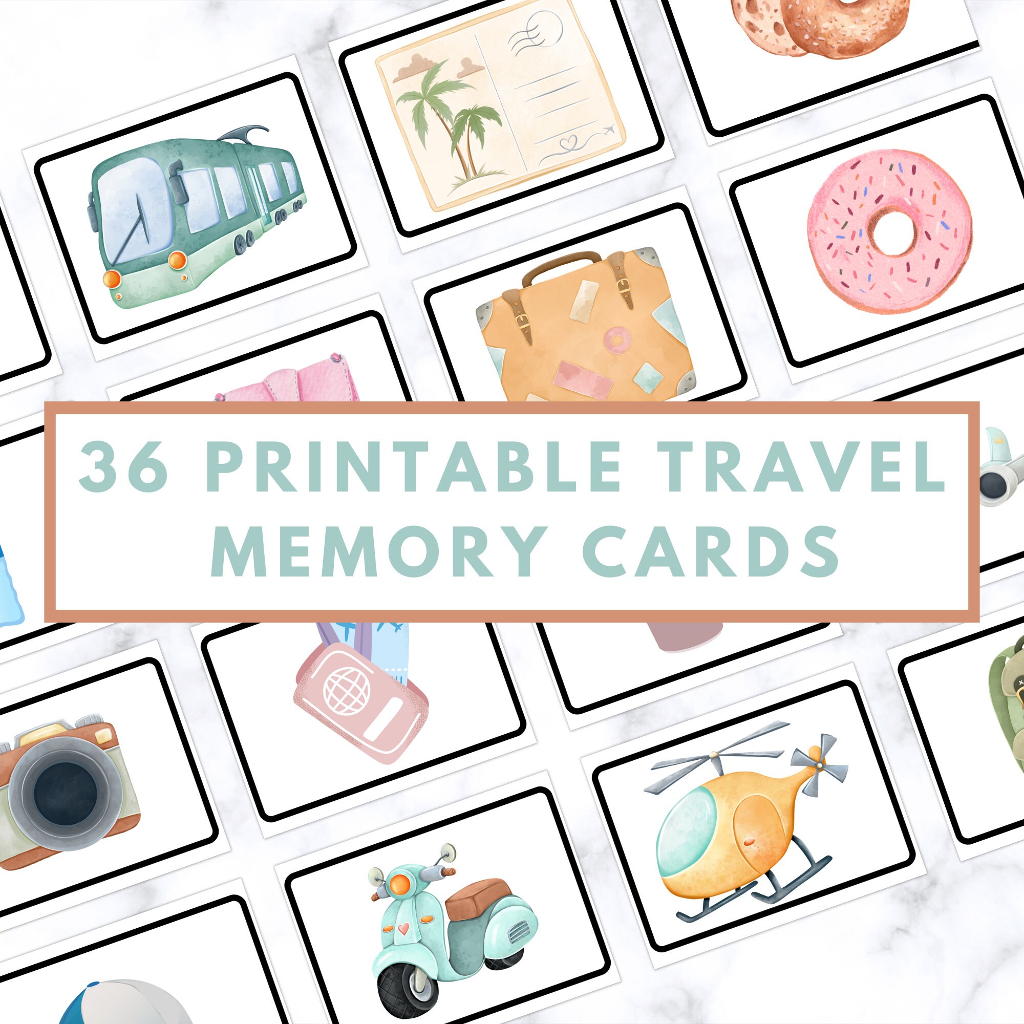 Printable - Memory Game - Travel Game - Card Game - Travel Theme ...