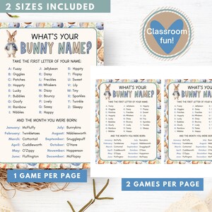 Easter Printable - Bunny Name - Family Gathering - Kids Activity ...