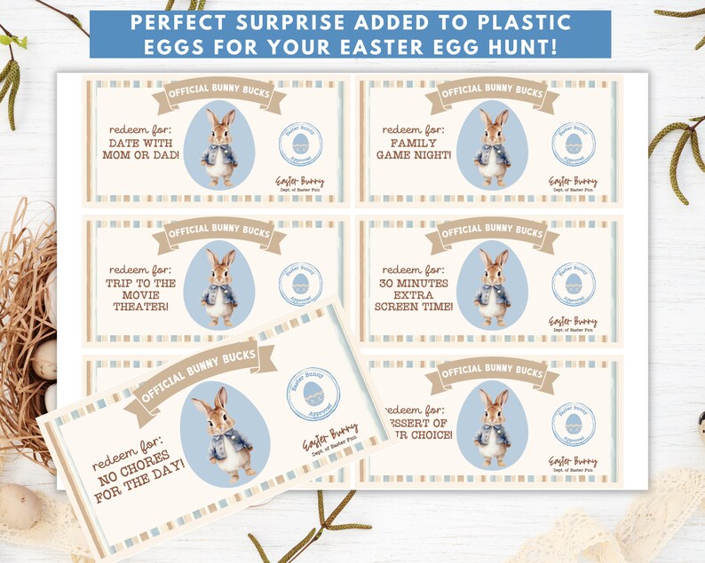 Bunny Bucks - Easter Printable - Watercolor Bunny - Editable - Easter ...