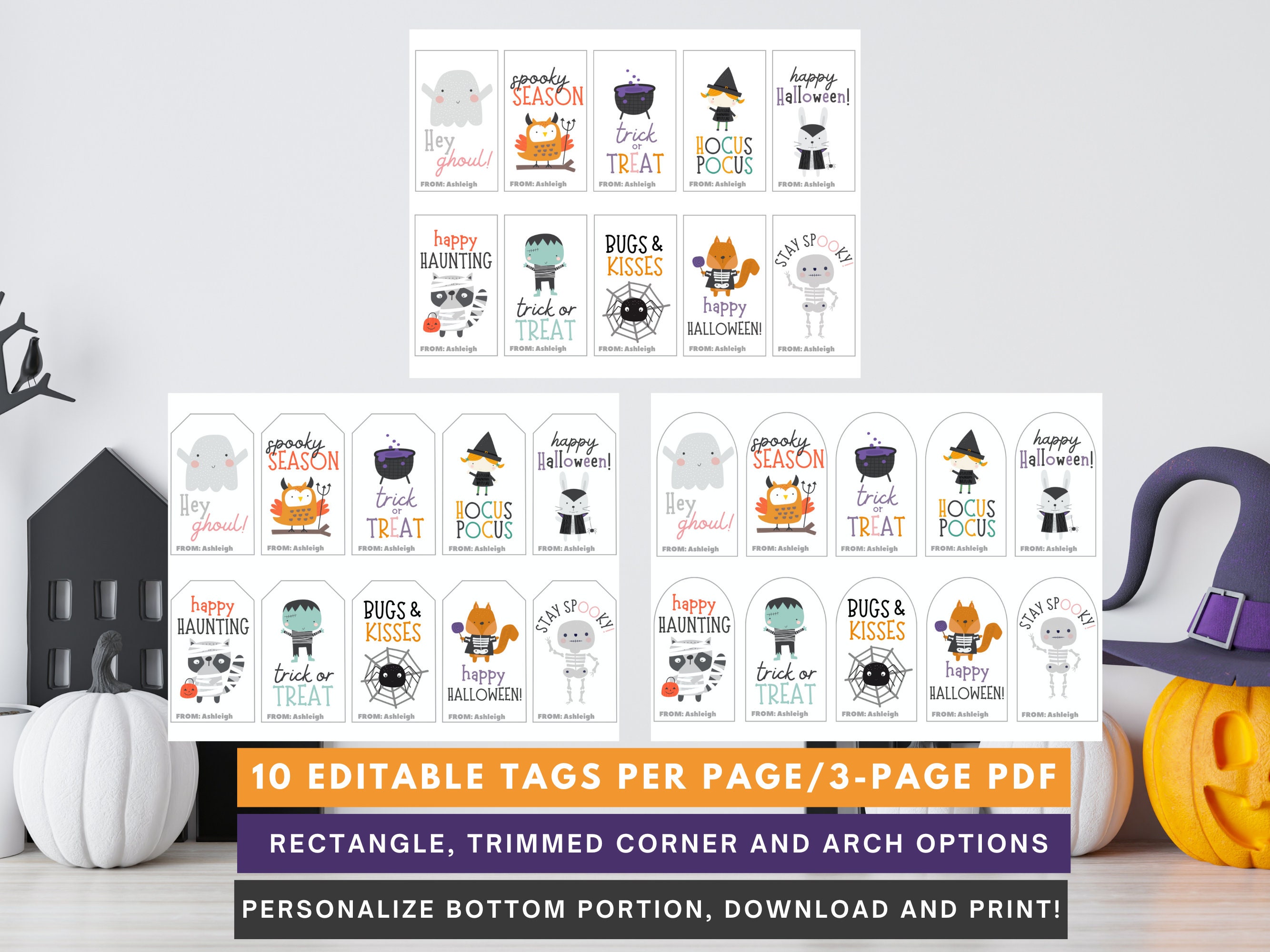 Halloween Favor Tags Editable Gift Tags Halloween Treat - Etsy