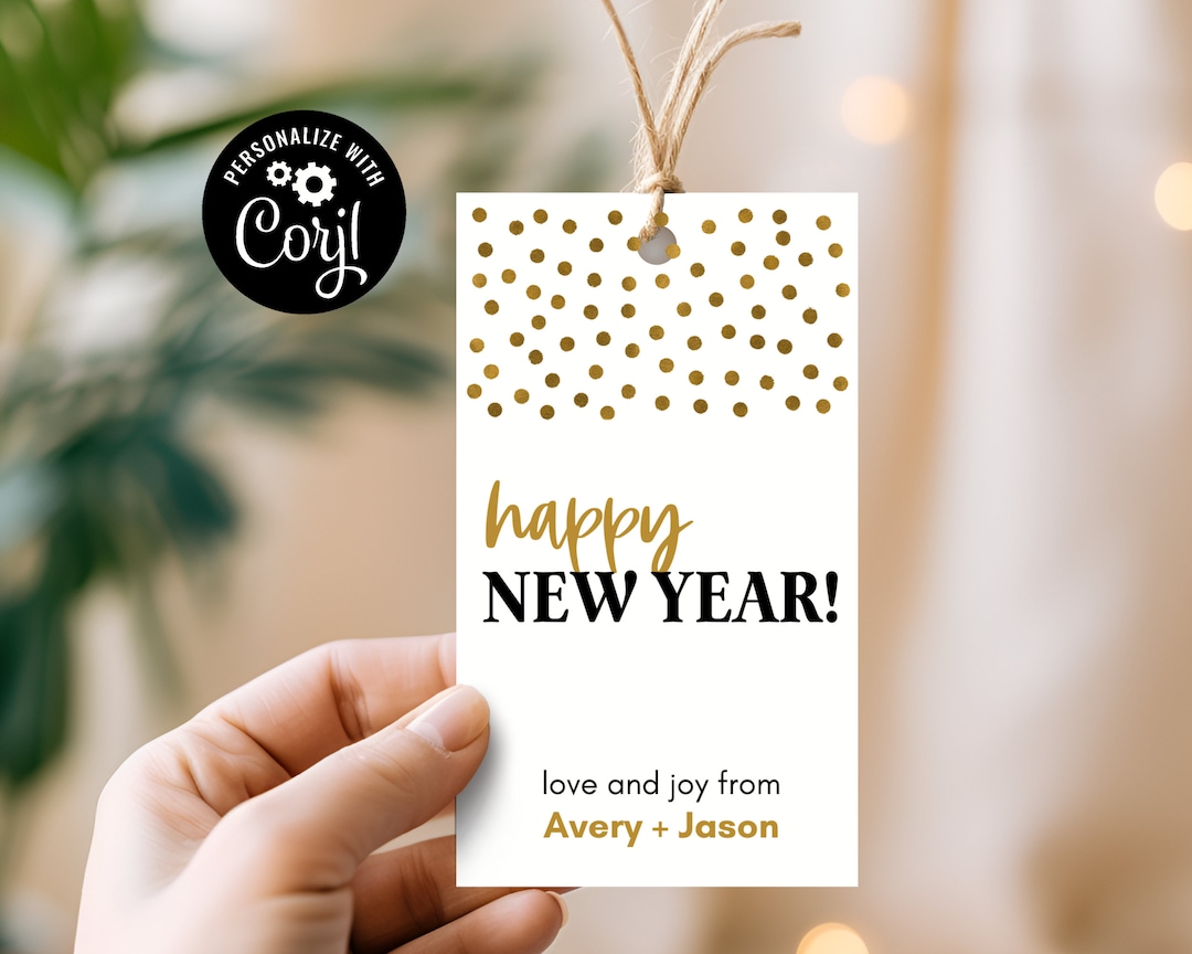 Happy New Year - Printable Gift Tags - Editable Tags - HNY - Bottle ...