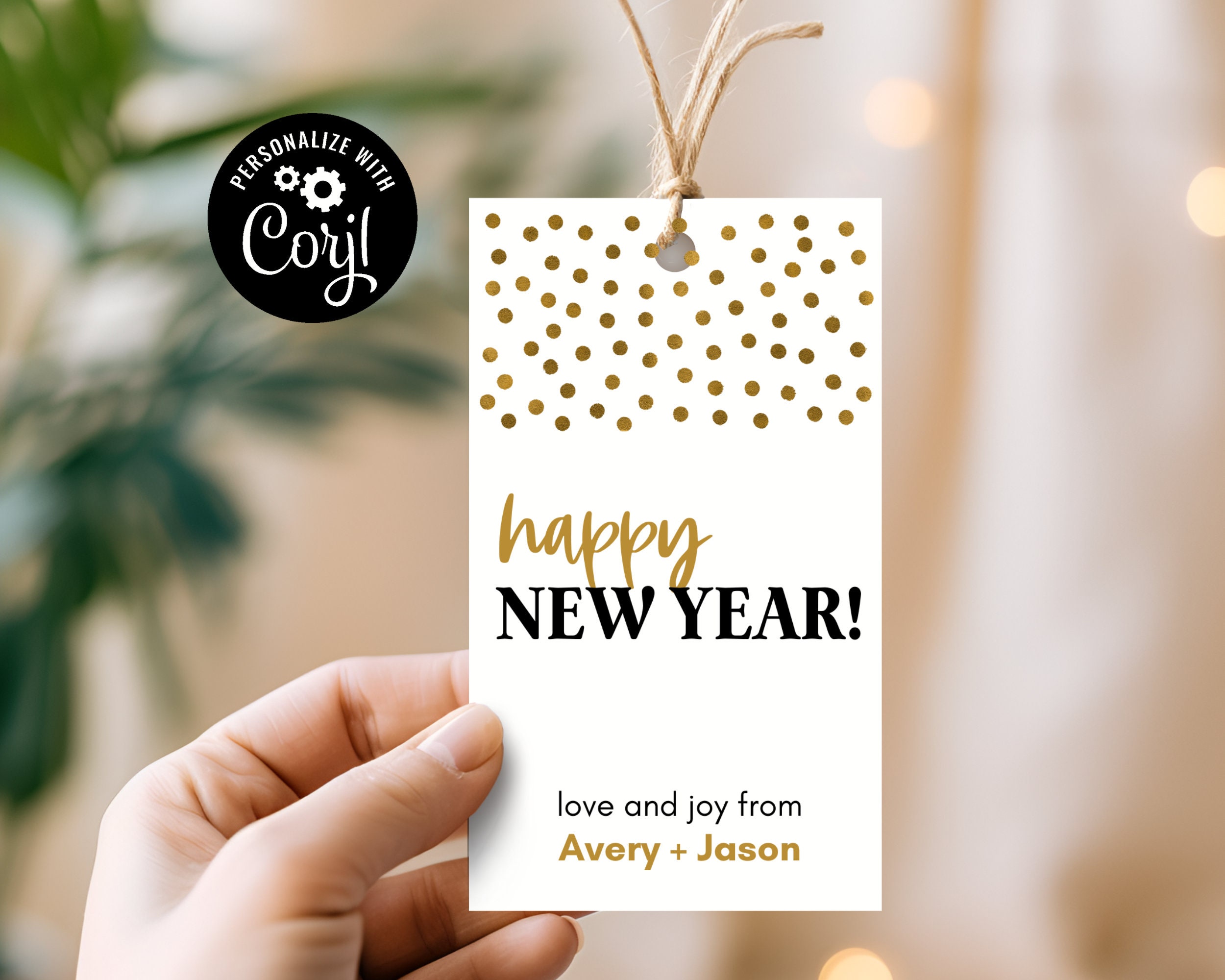Happy New Year - Printable Gift Tags - Editable Tags - HNY - Bottle ...