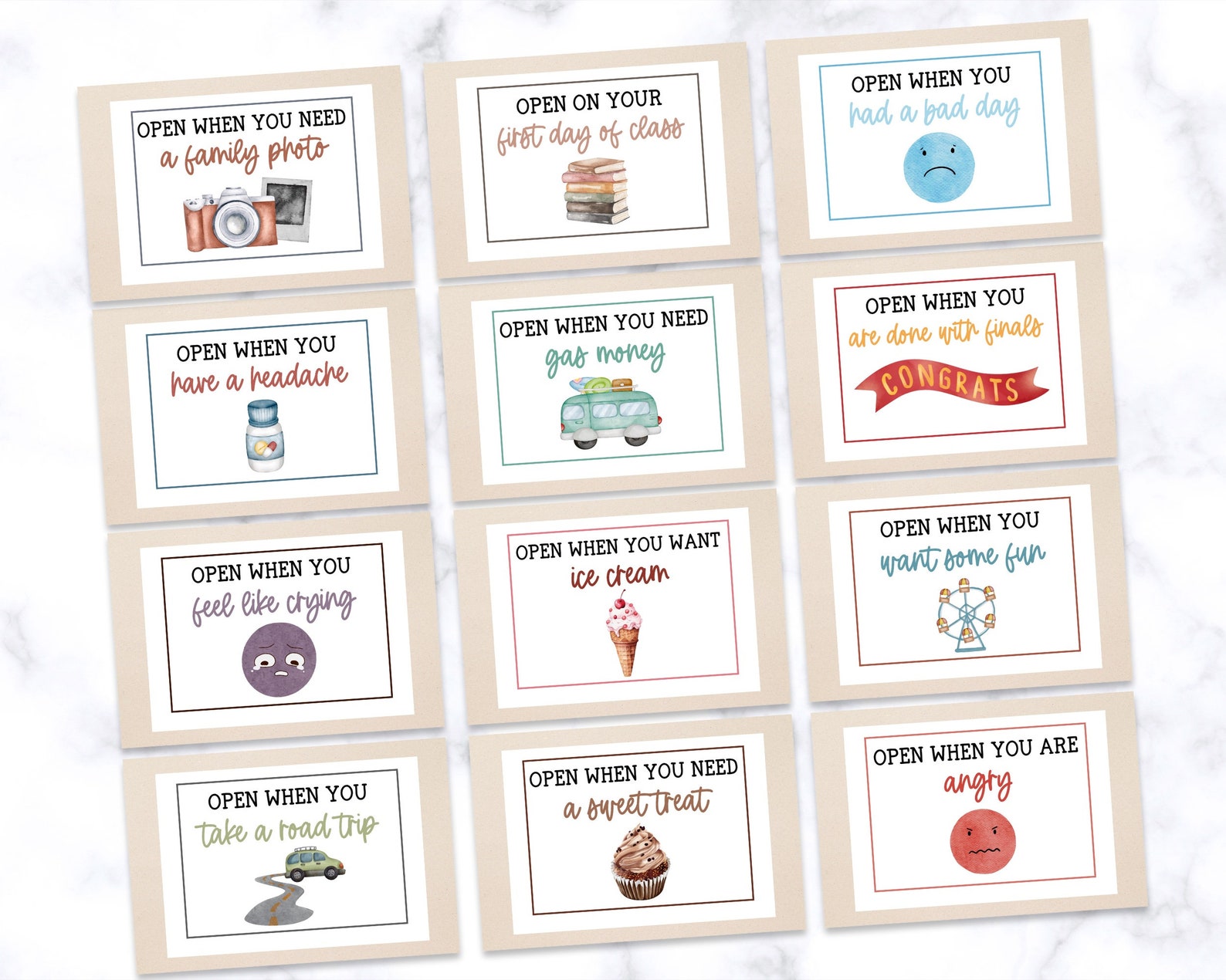 Open When Envelopes - Open When College - Printable Template - College ...