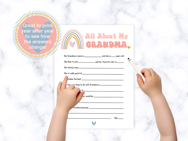 All About My Mom - Grandma Printable - Mothers Day Activity - Last ...