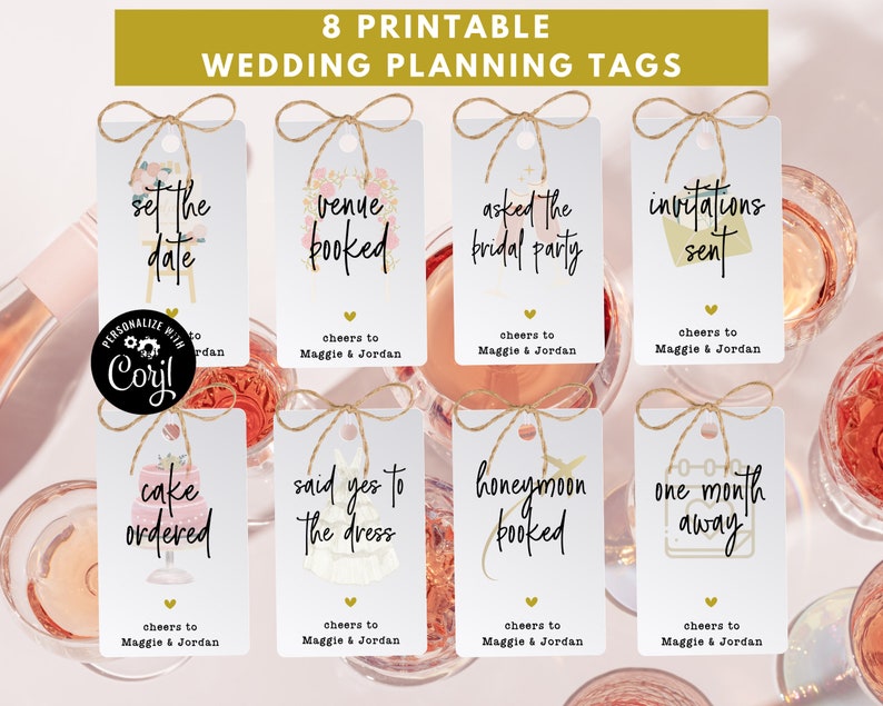 Wedding Planning - Printable Wine Bottle Tags - Editable - Wine Gift ...