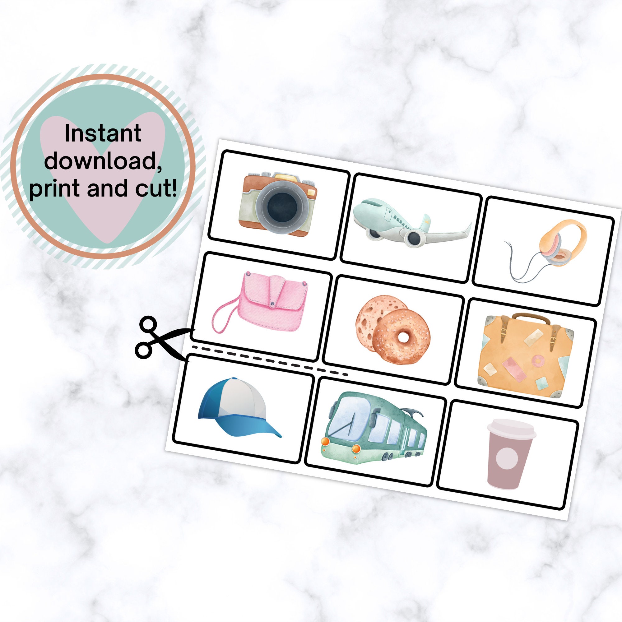 Printable - Memory Game - Travel Game - Card Game - Travel Theme ...