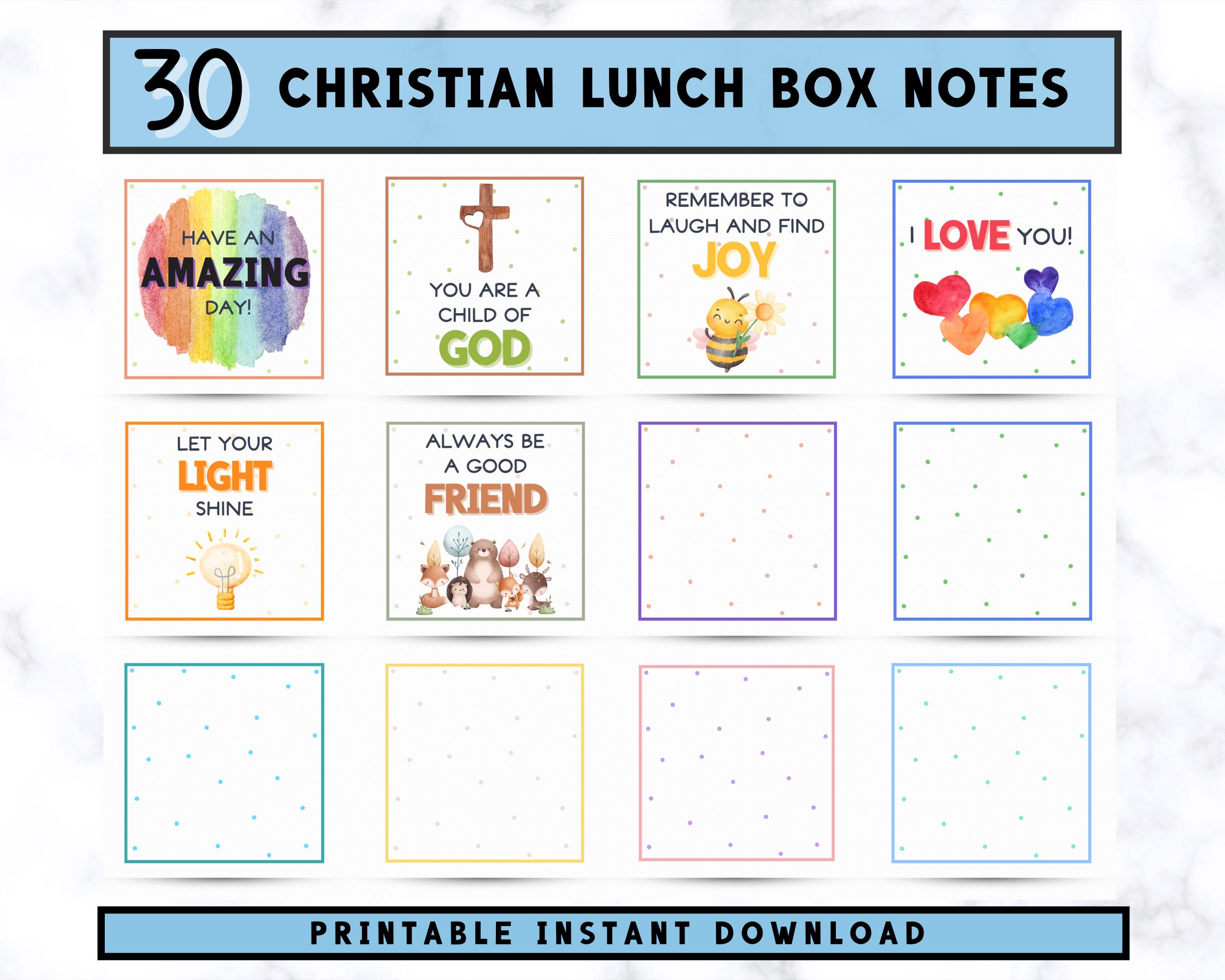 Christian Lunch Box Notes - Affirmation Cards - Back to School ...