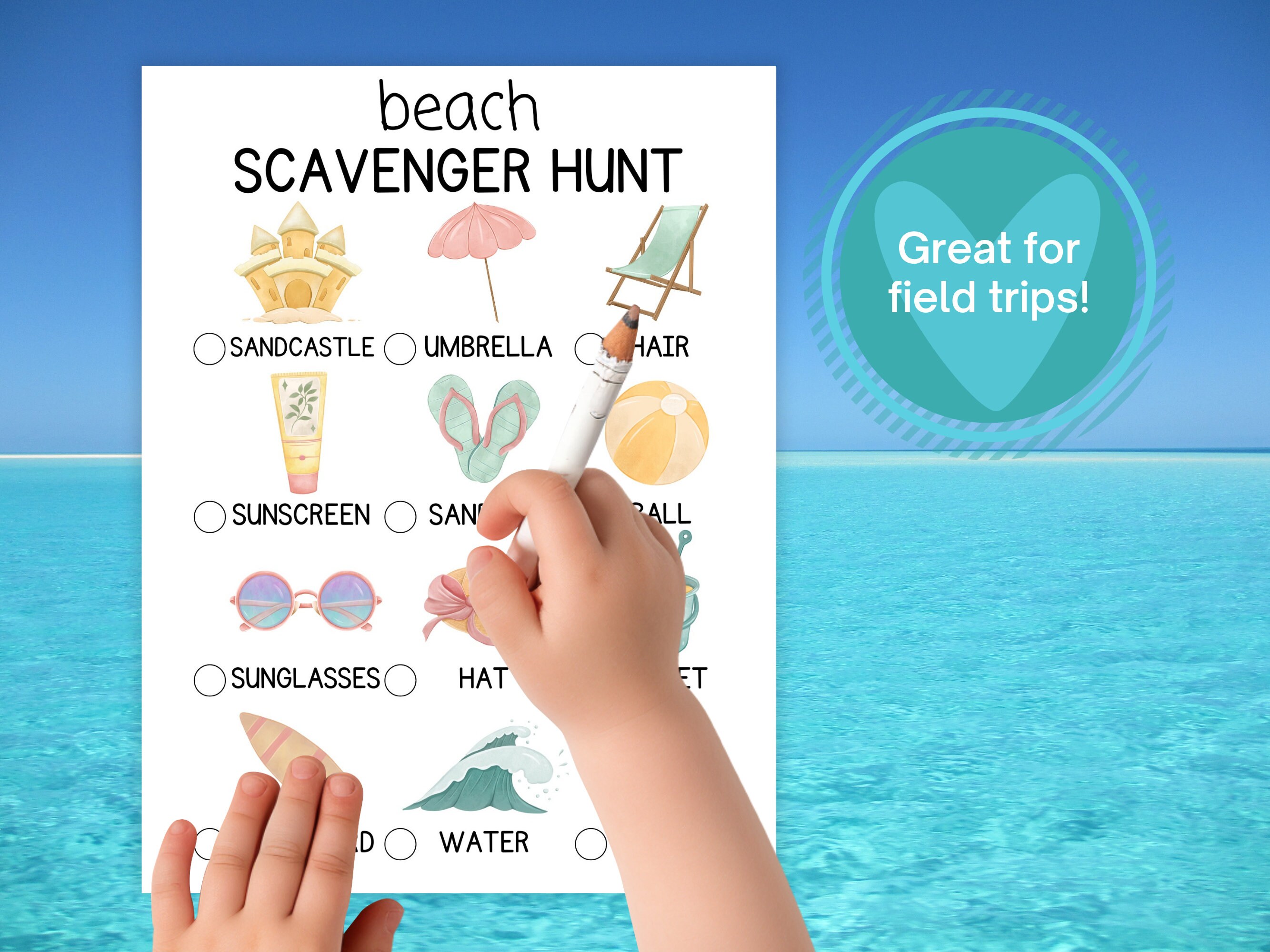 Beach Scavenger Hunt Printable Games for Kids Preschool Printables Kids ...