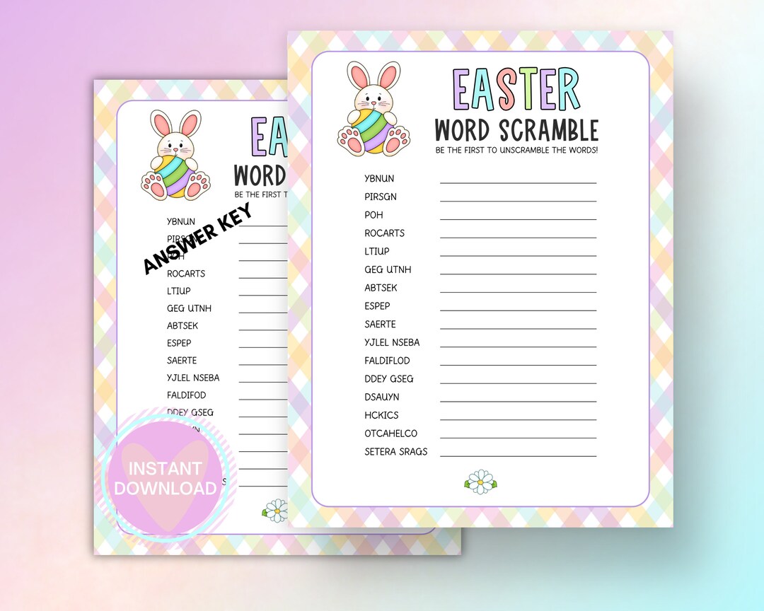 Easter Games Printable - Word Scramble Game - Easter Party - Kids ...