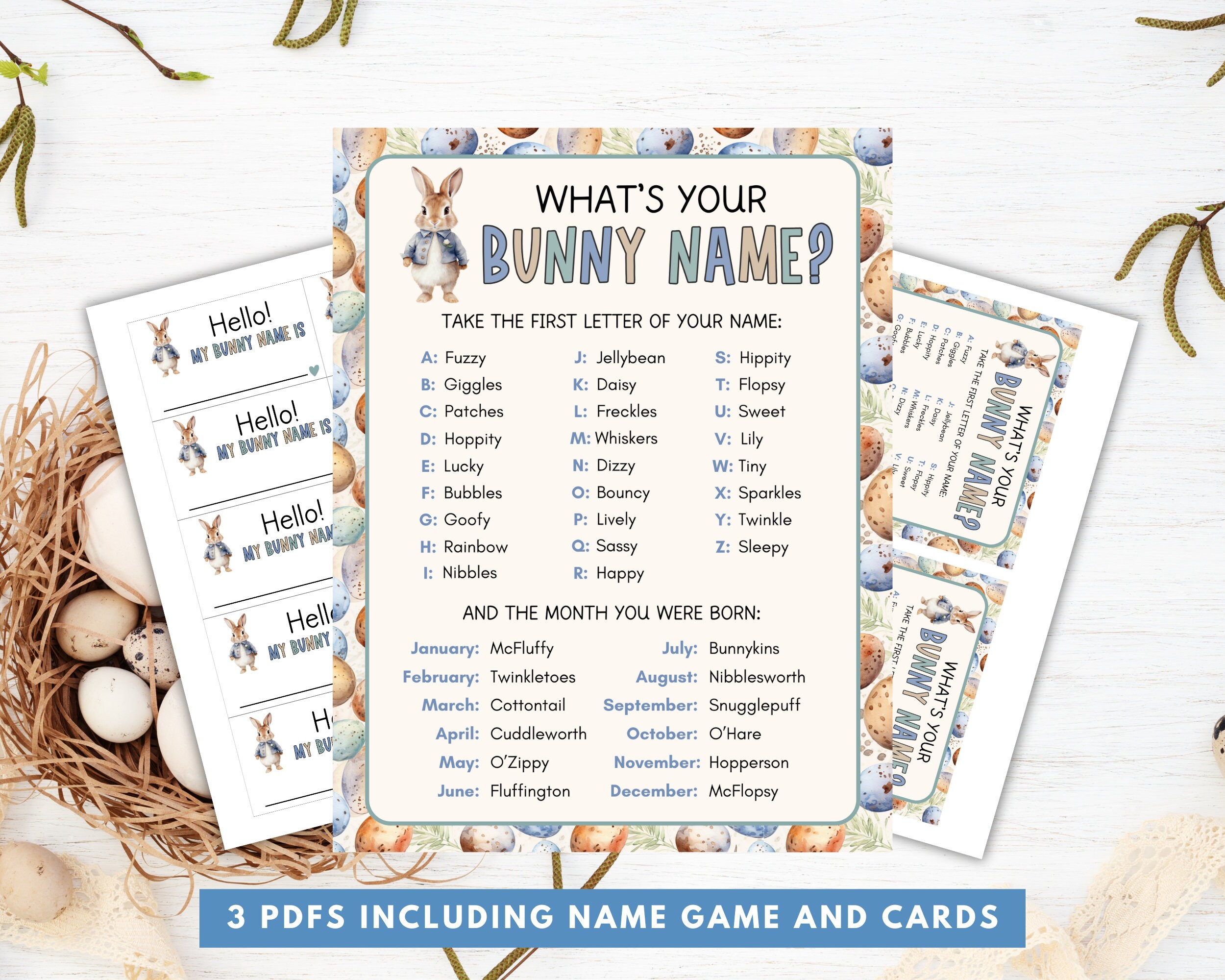 Easter Printable - Bunny Name - Family Gathering - Kids Activity ...
