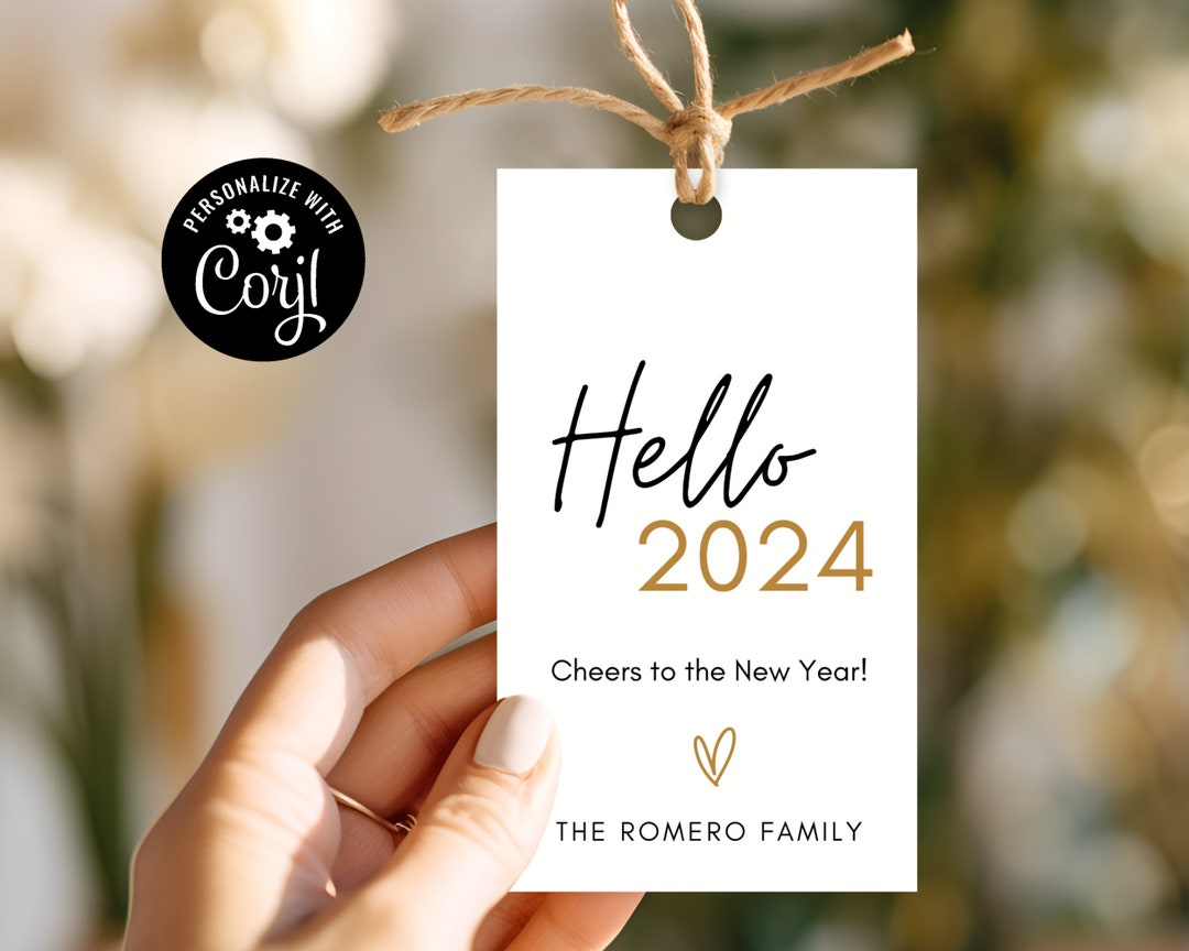 Hello 2024 Editable Gift Tags Printable Gift Tags Minimalist Happy New ...