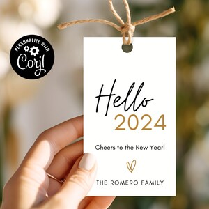 Hello 2024 Editable Gift Tags Printable Gift Tags Minimalist Happy New ...