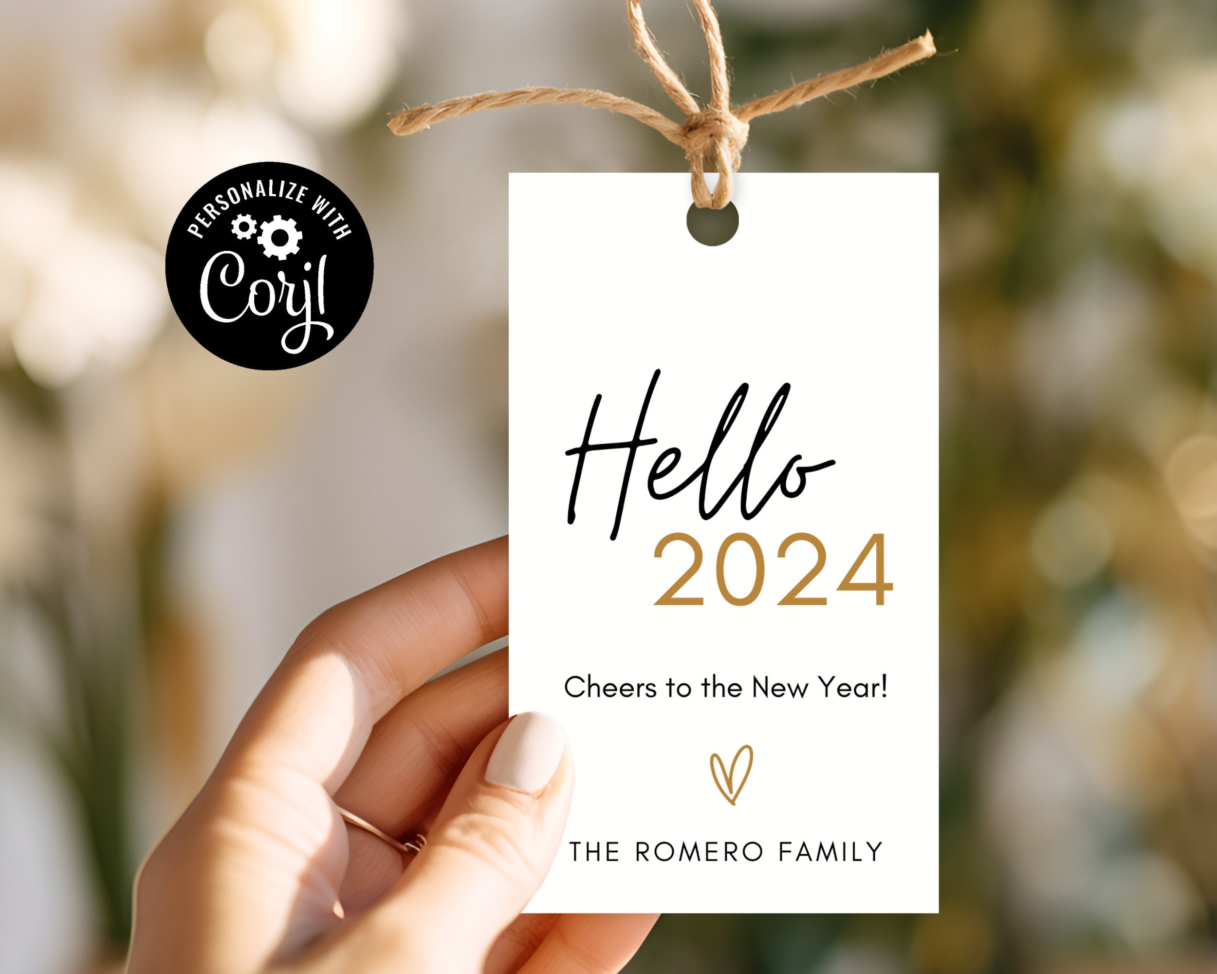 Hello 2024 Editable Gift Tags Printable Gift Tags Minimalist Happy New ...