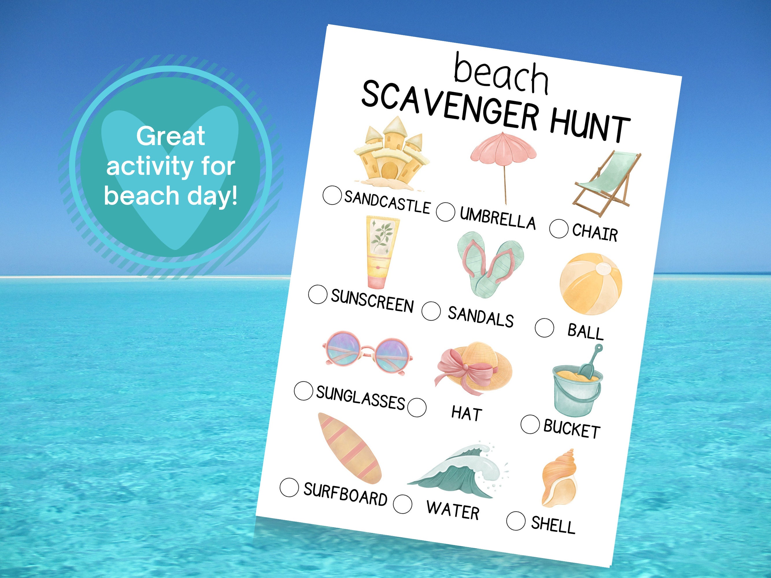 Beach Scavenger Hunt - Printable Games for Kids - Preschool Printables ...